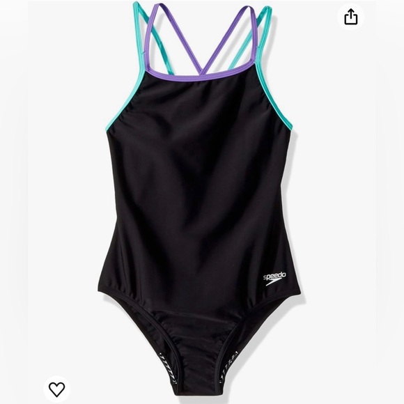Speedo | Swim | Speedo Girls Swimsuit One Piece Solid Cross Back Multi ...